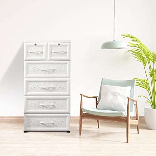 Plastic Drawers Dresser with 6 Drawers, 19.6 x 13.7 x 40.1 Plastic Tower Closet Organizer with Silent Wheels Suitable for Apartments Condos And Dorm Rooms, Gdrasuya10