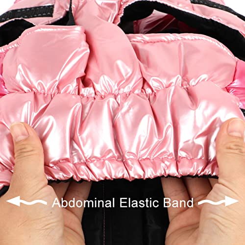 Beirui Waterproof Dog Winter Coat with Harness - Warm Zip Up Puffer Vest Dog Jacket with Dual D Rings - Reflective Cold Weather Dog Clothes for Puppy Small Medium Dogs,Pink(Chest 18β)