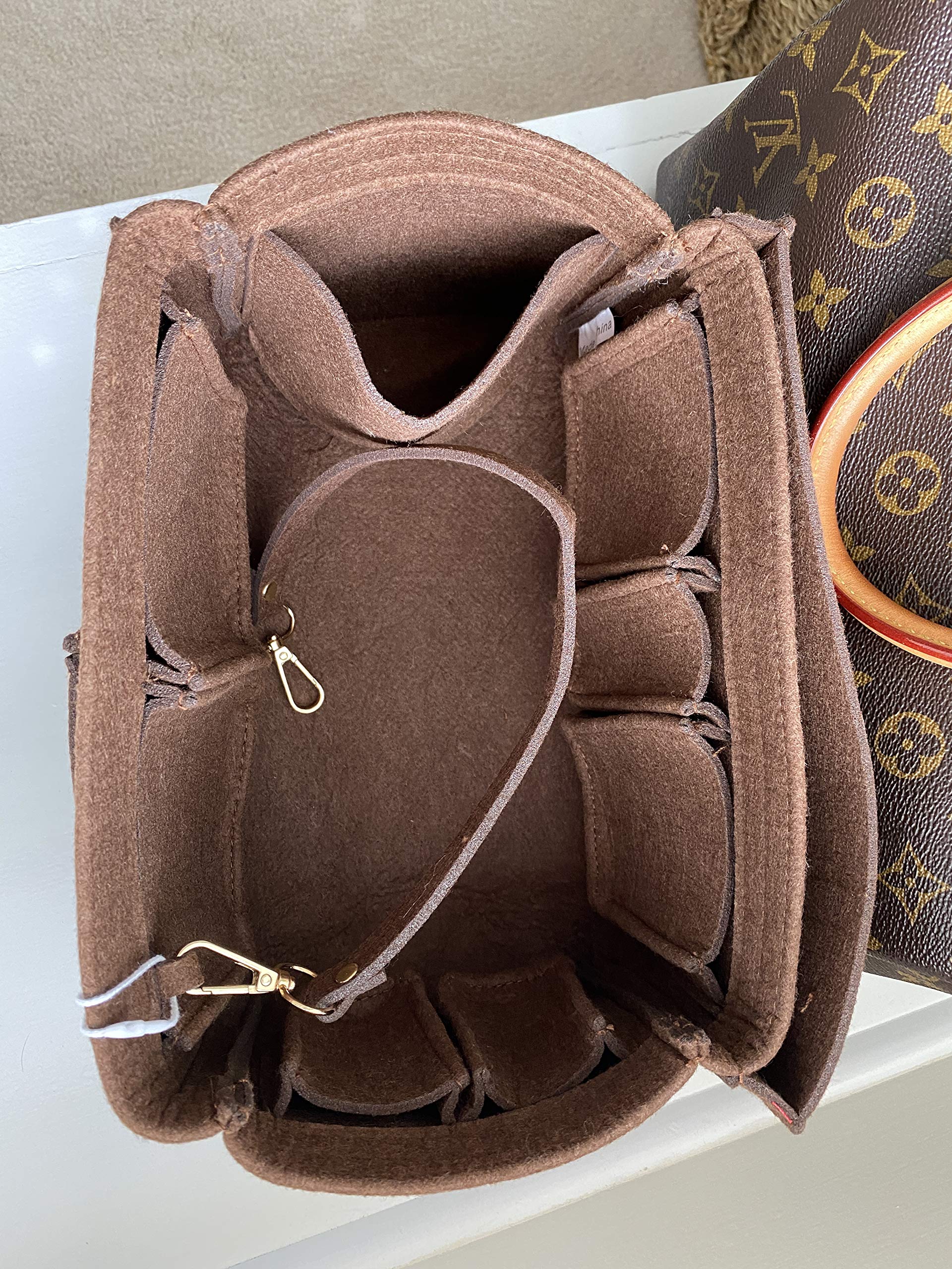 AlgorithmBags Purse Organizer Insert | designed for Louis Vuitton LV Speedy 30 35 40 25 | Luxury Liner Shaper Divider (35, Brown)