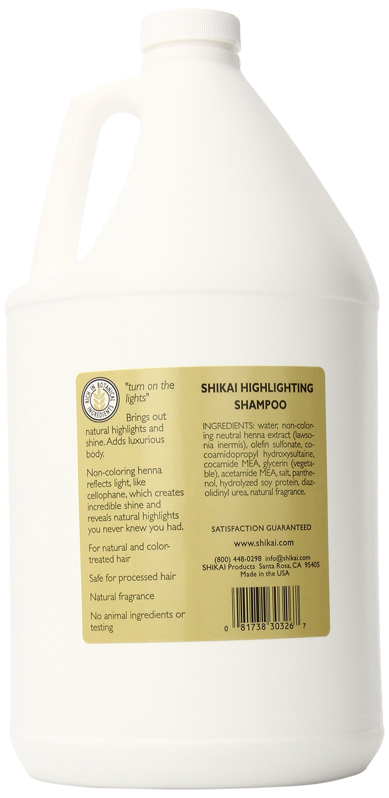 ShiKai - Highlighting Shampoo, Brings Out Highlights & Shine, Adds Luxurious Body, Plant-Based Formula with Non-Coloring Henna (Fragrance, 1 Gallon)