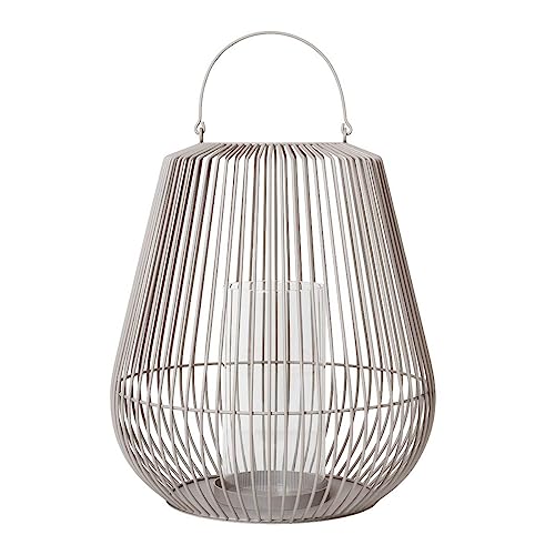 blomus NIDEA Decorative Lantern 18" x 21", Mourning Dove (Lt. Brown/Grey)