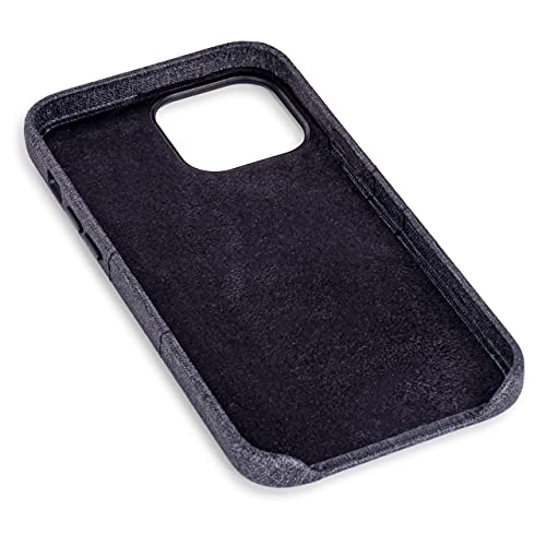 Dockem Wallet Case for iPhone 13 Pro with Built-in Metal Plate for Magnetic Mounting & 2 Credit Card Holder Pockets: Luxe M2, Canvas Style Synthetic Leather (6.1" iPhone 13 Pro, Black)