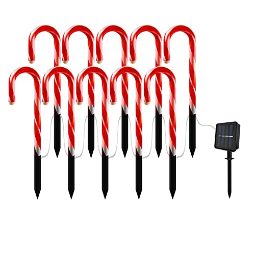 Christmas Candy Cane Lights,Solar Christmas Lights， Xmas Candy Cane Lamp Christmas Decorations， for Home Garden New Year Christmas Ornaments ，2pcs