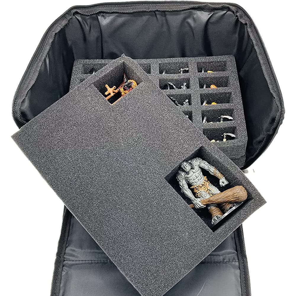 Gargoyle - Miniature Carrying Case - 80 Foam Slots for 28mm Miniature Storage Case - DnD Miniature Storage with Carry Handle - Miniature Case with Large Pick and Pluck Layer -Miniatures Carrying Case
