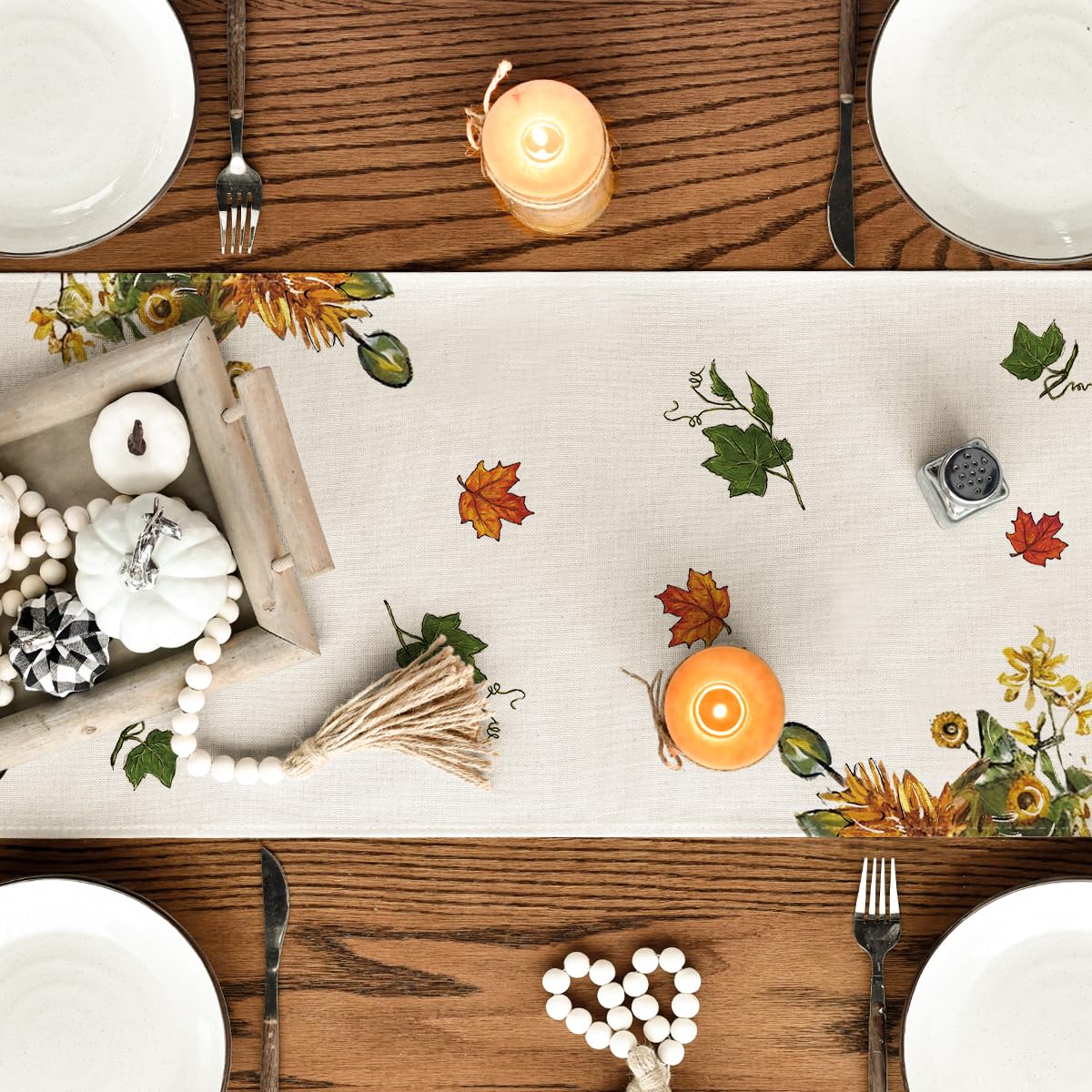 Artoid Mode Cross Pumpkins Fall Table Runner, Bless This Home Seasonal Autumn Kitchen Dining Table Decoration for Home Party Decor 13x72 Inch