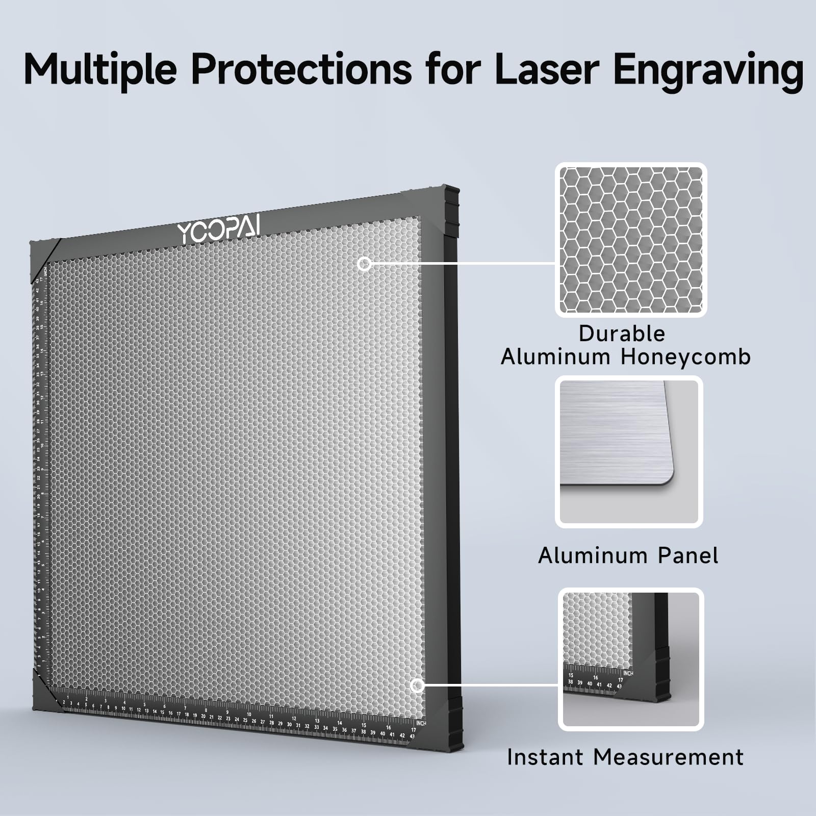 YOOPAI Honeycomb Laser Bed 500x500mm Honeycomb Working Table with Aluminum Panel for Laser Cutter Engraver Accessories, Desktop Protection, Fast Heat and Smoke Dissipation 19.7"x19.7"