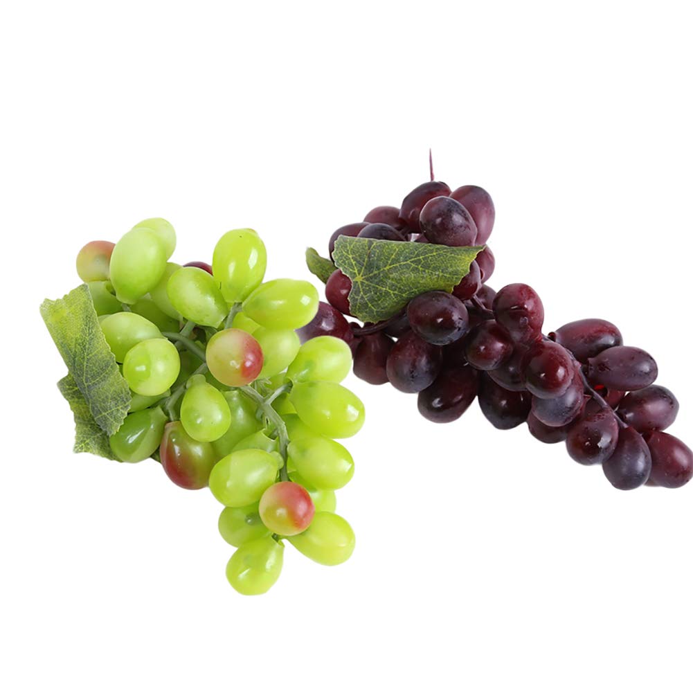 Aland-1 Bunch Fake Grape Artificial Plastic Lifelike Faux Fruit Home Garden Decoration - Purple