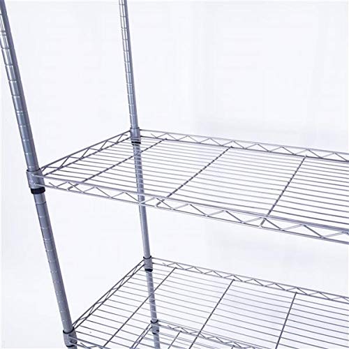 EEBUIHUI 5 Tier Adjustable Storage Shelf Metal Storage Rack Wire Shelving Unit Storage Shelves Metal for Pantry Closet Kitchen Laundry (Silver-5)