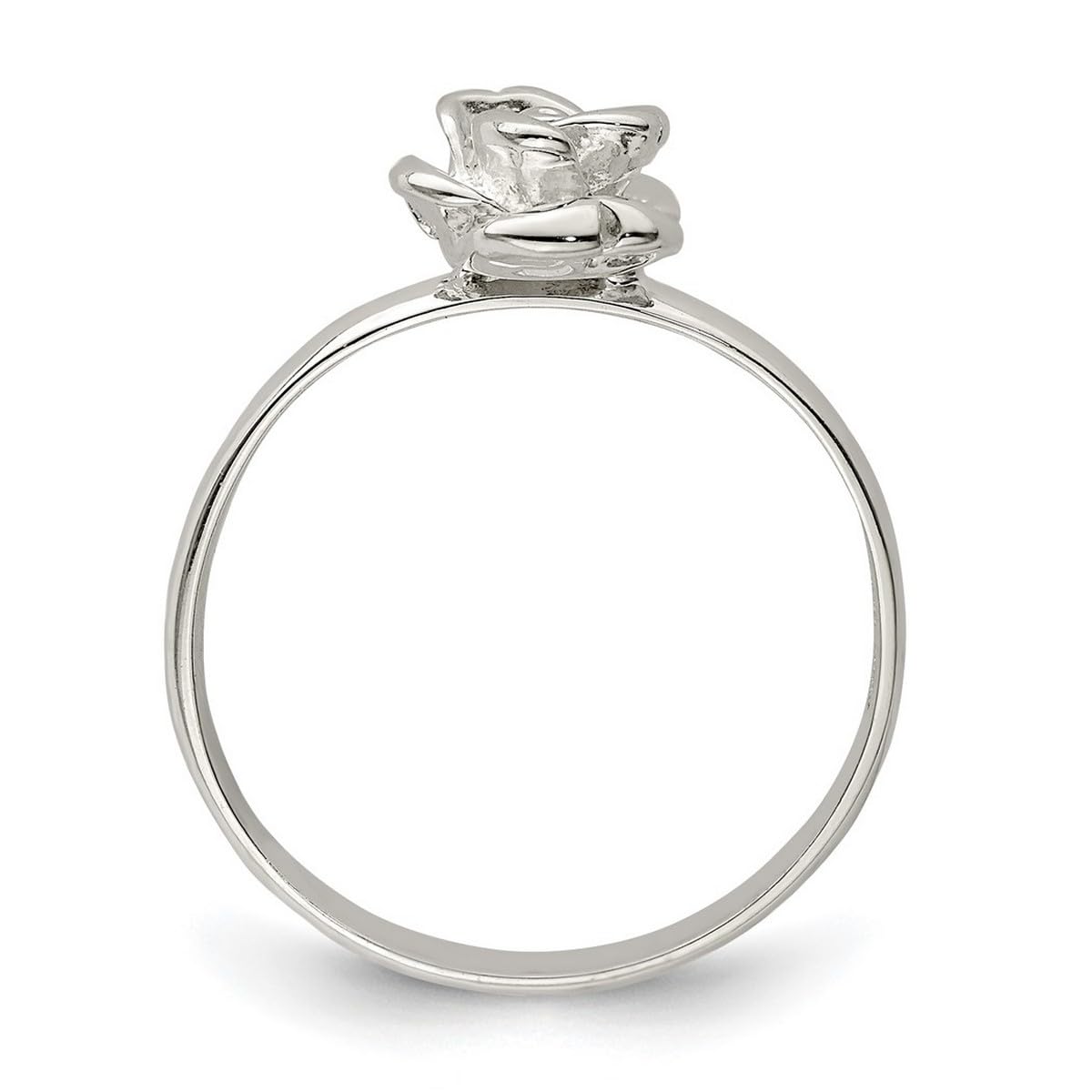 925 Sterling Silver 8mm Rose Ring Size 8 Jewelry for Women