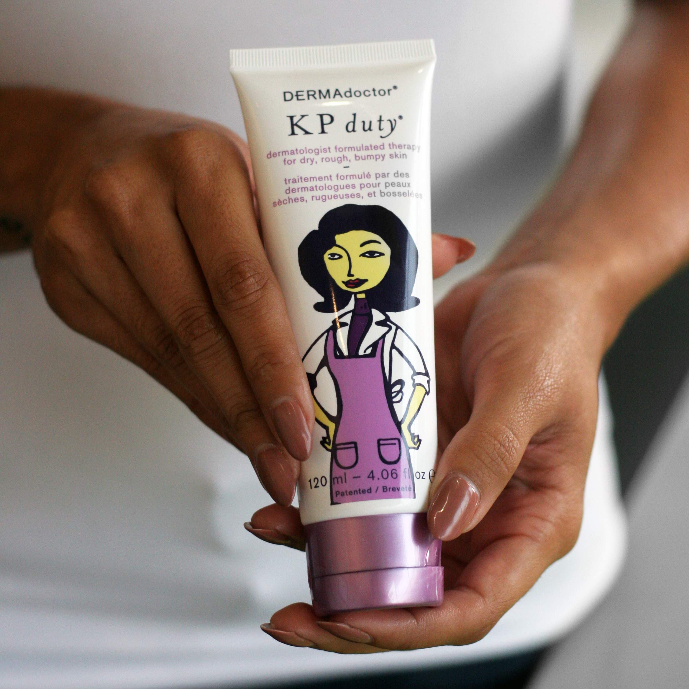 DERMAdoctor KP Moisturizing Lotion The Original Dermatologist Formulated Body Cream for Keratosis Pilaris, Treats Dry, Rough, and Bumpy Skin, Strawberry Legs Treatment, 10% AHAs + PHAs - 4 oz