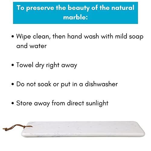 BIRDROCK HOME 23" Marble Serving Board | 100% Natural, Premium Marble | 23" L x 8" W | Charcuterie Board for Party Appetizers | Kitchen Platter for Food | Fruit Display - White