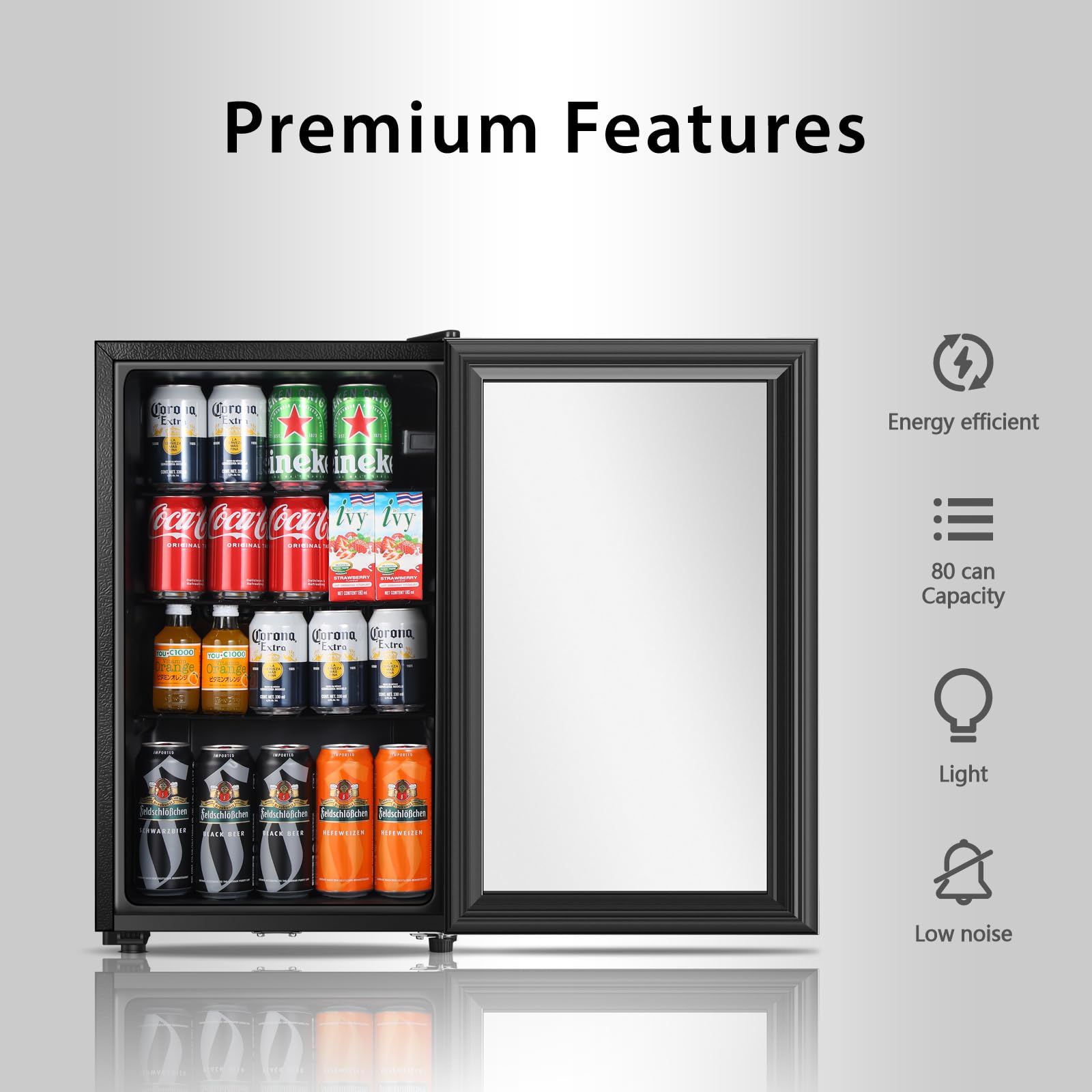 HAILANG Beverage Refrigerator With 80 Can,Freestanding Beverage Cooler For Office, Bar,Home|Double Glass Door&Adjustable Shelving…