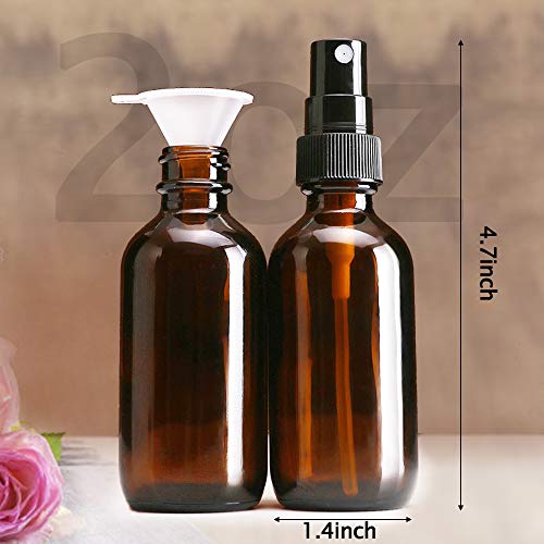 Wedama Spray Bottle, 2oz Fine Mist Glass Spray Bottle, Little Refillable Liquid Containers for Watering Flowers Cleaning(16 Pack, Amber)