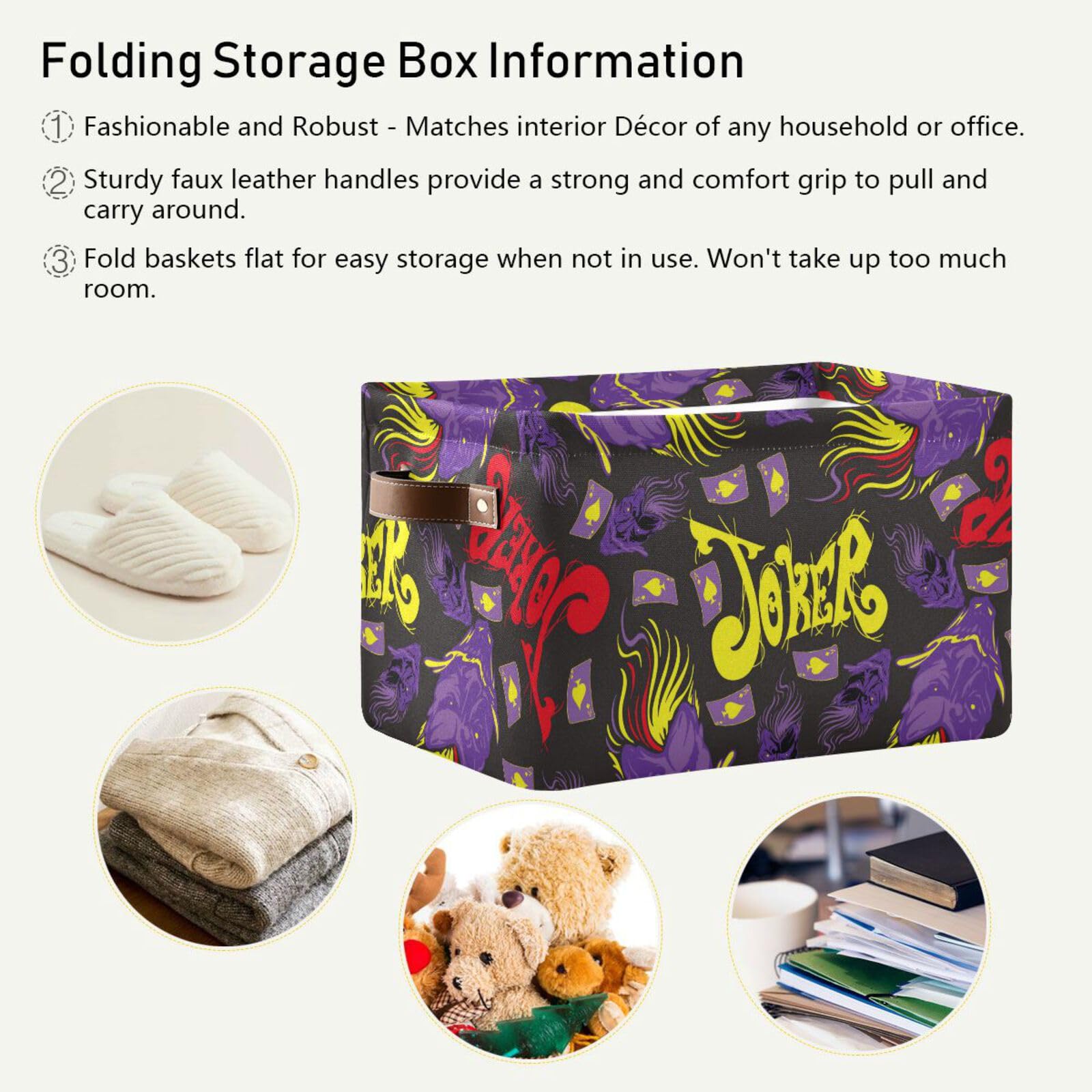 GuoChe Yellow Purple Joker and Card Pattern storage bins sheet folding rack little