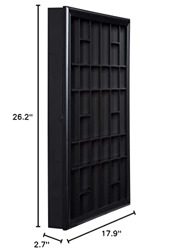 Gallery Solutions 17x26 Display Hinged Front, Black Shot Glass Case OD 17", 17" x 26"