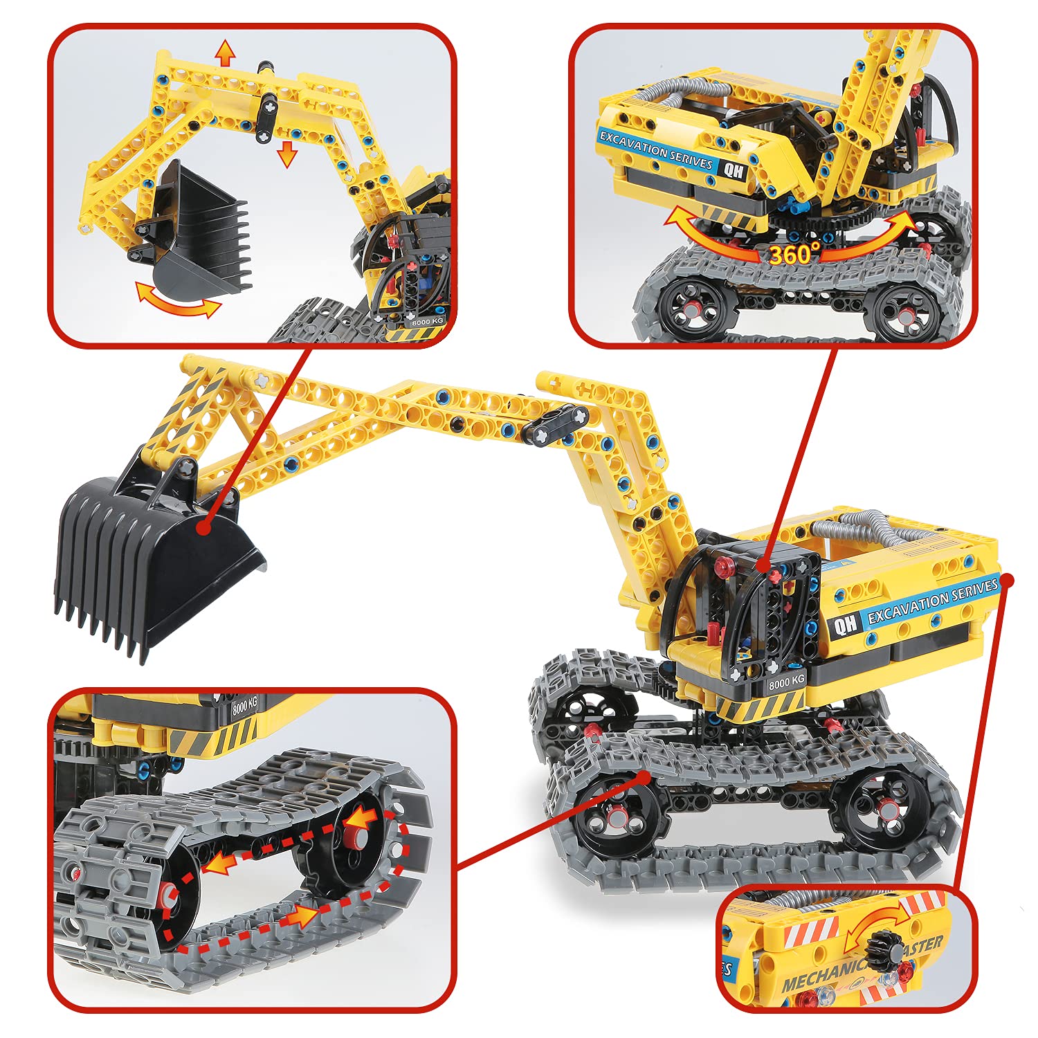 STEM Building Sets for Boys 6-12, 342PCS 2-in-1 DIY Construction Engineering Excavator Toy, Stem Projects for Kids Ages 8-12, Building Toys for Boys Age 6 7 8 9 10 11 12 Year Old