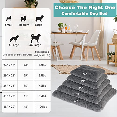 Dog Bed, Plush Soft Pet Mat Pad & Furniture，Washable Anti-Slip Dog Crate Bed for Large Medium Small Dogs and Cats (36"x23.5", Grey)
