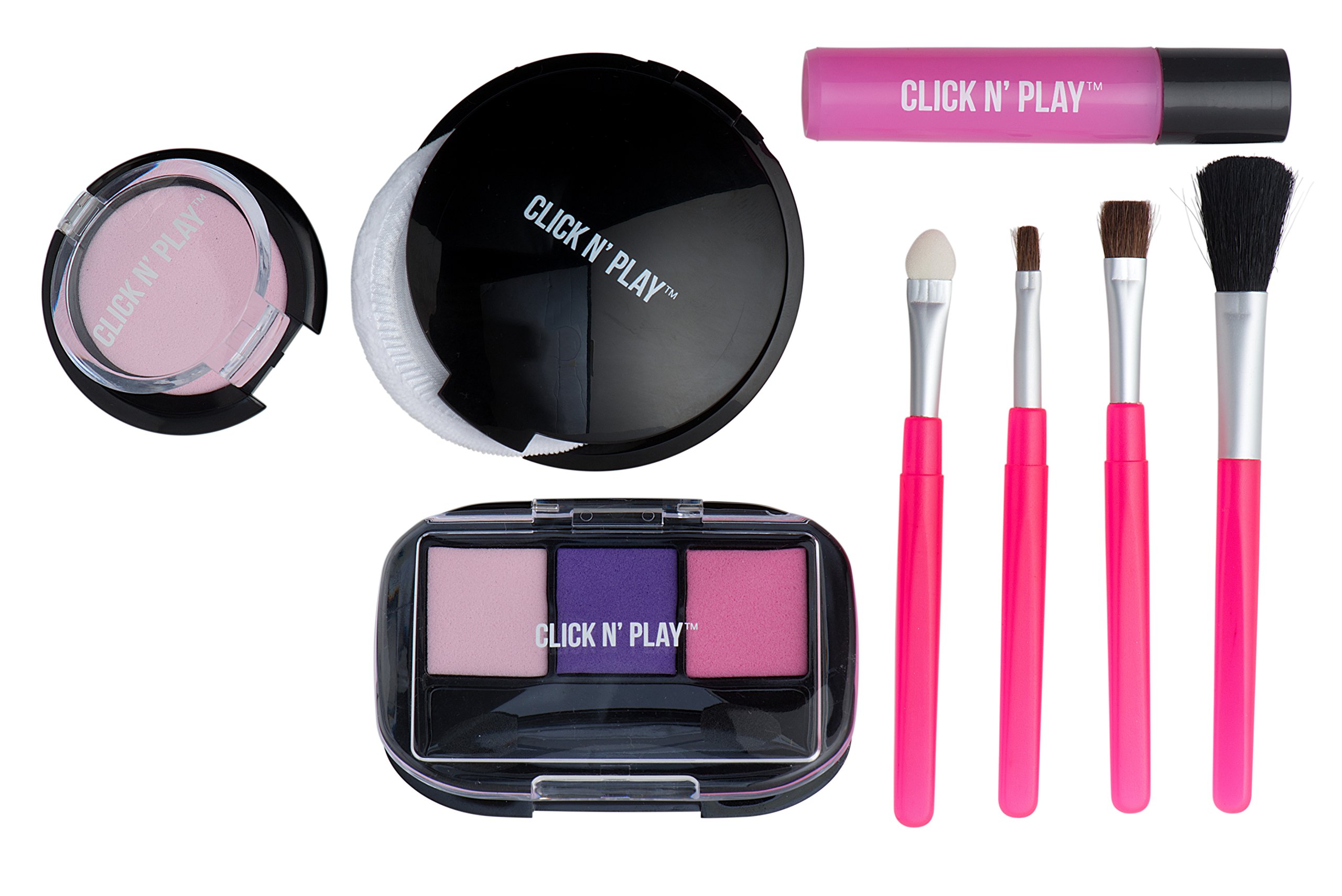 Click N' Play Cosmetic and Makeup Set for Girls, Includes Floral Tote Bag and 8-piece for Pretend Play - Pretend Makeup for Toddlers