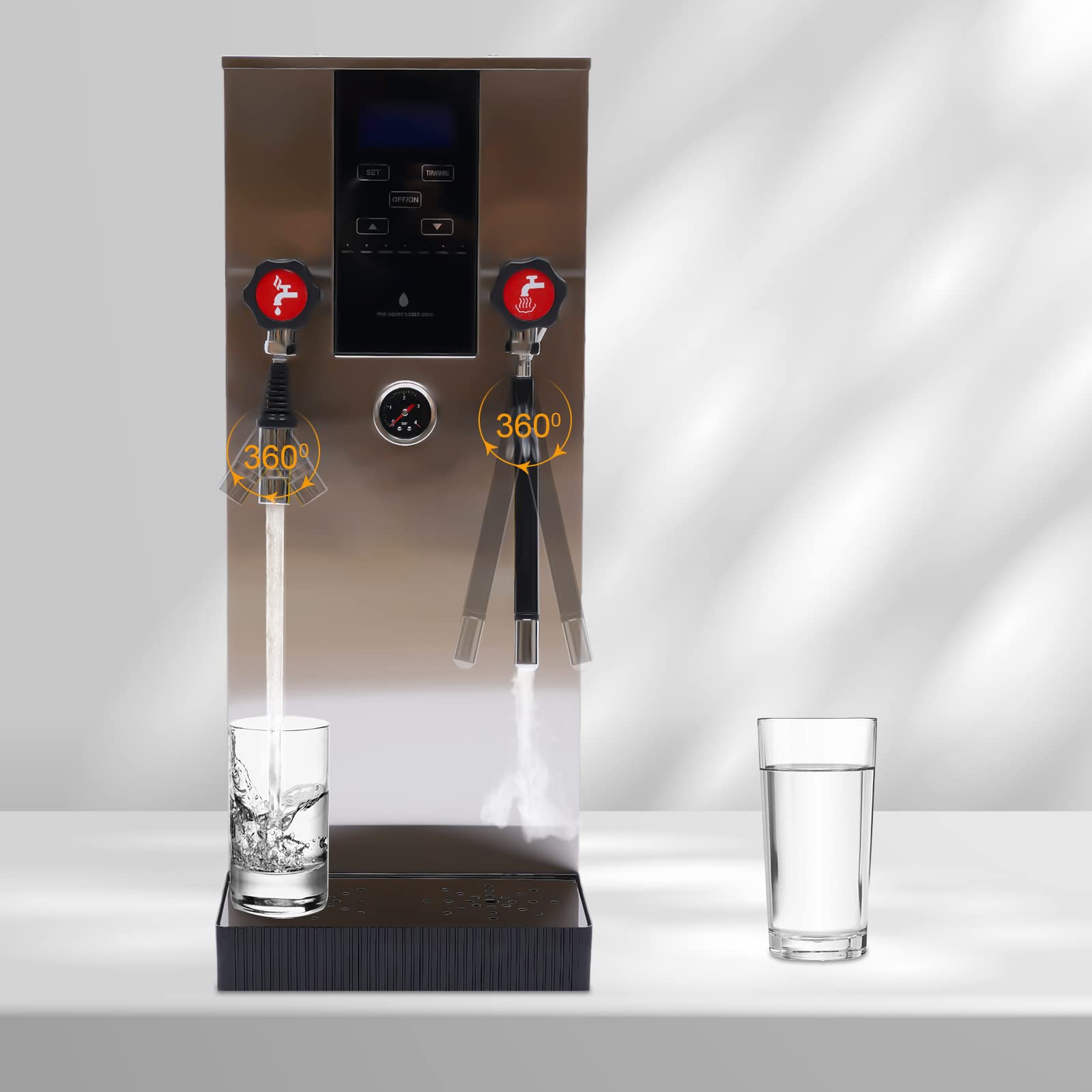 DNYSYSJ 2200W 12L Commercial Electric Milk Frother Automatic Steam Boiling Water Machine Milk Foam Espresso Machine for Coffee Milk Tea Dessert