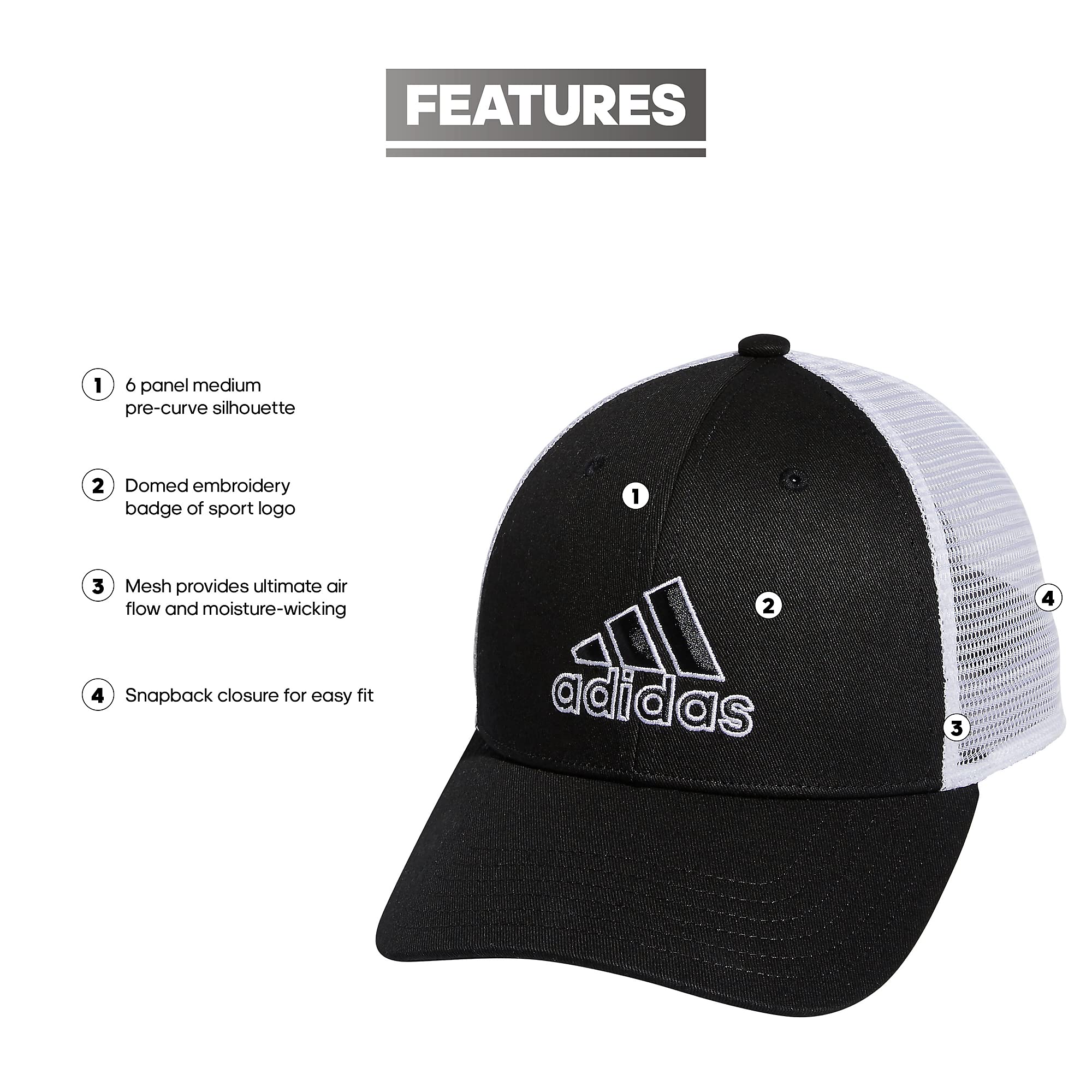 adidas Men's Mesh Back Structured Low Crown Snapback Adjustable Fit Cap, Olive Strata Green/Black, One Size