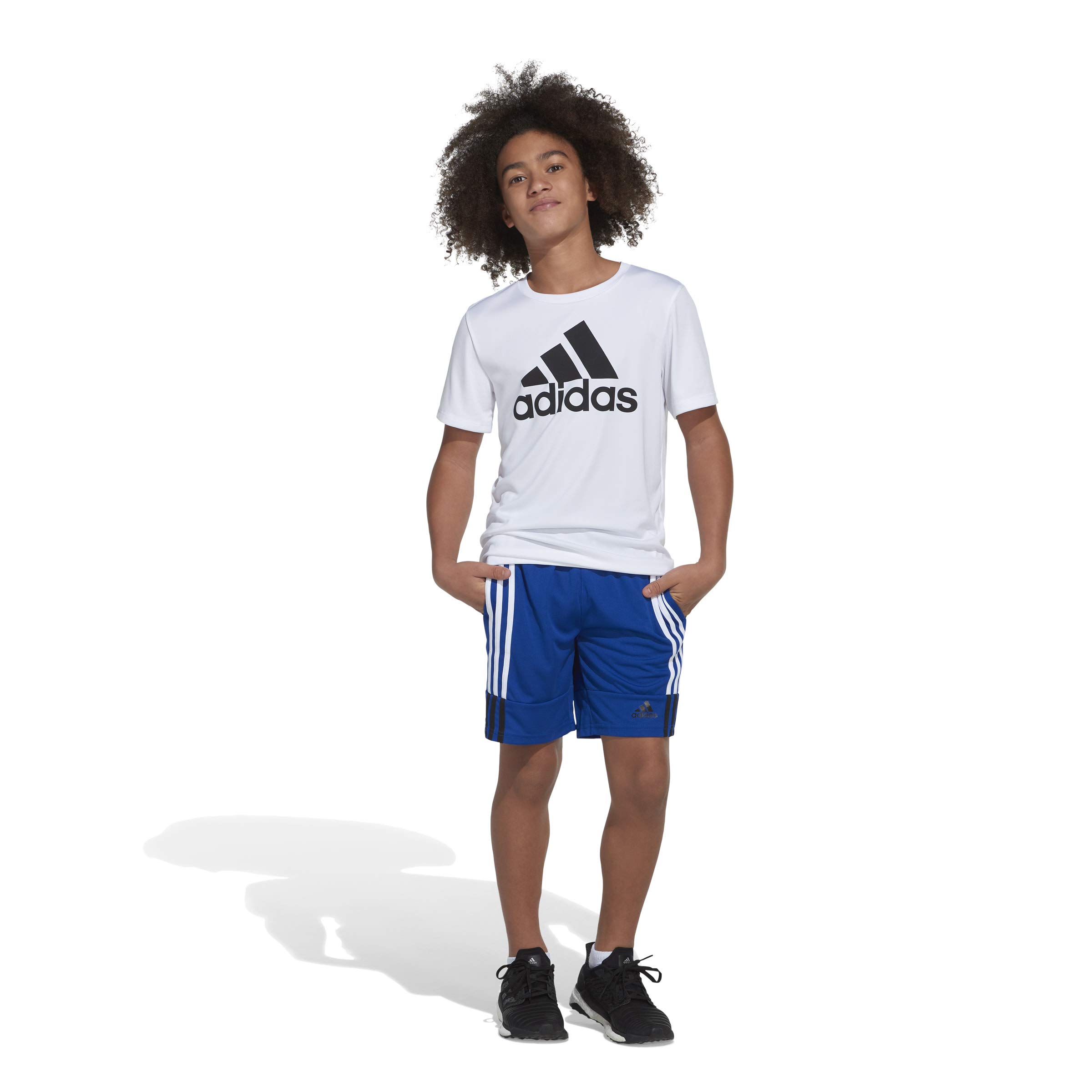 adidas boys Clashing 3-stripes Shorts, Team Royal Blue, 8-15 Years US
