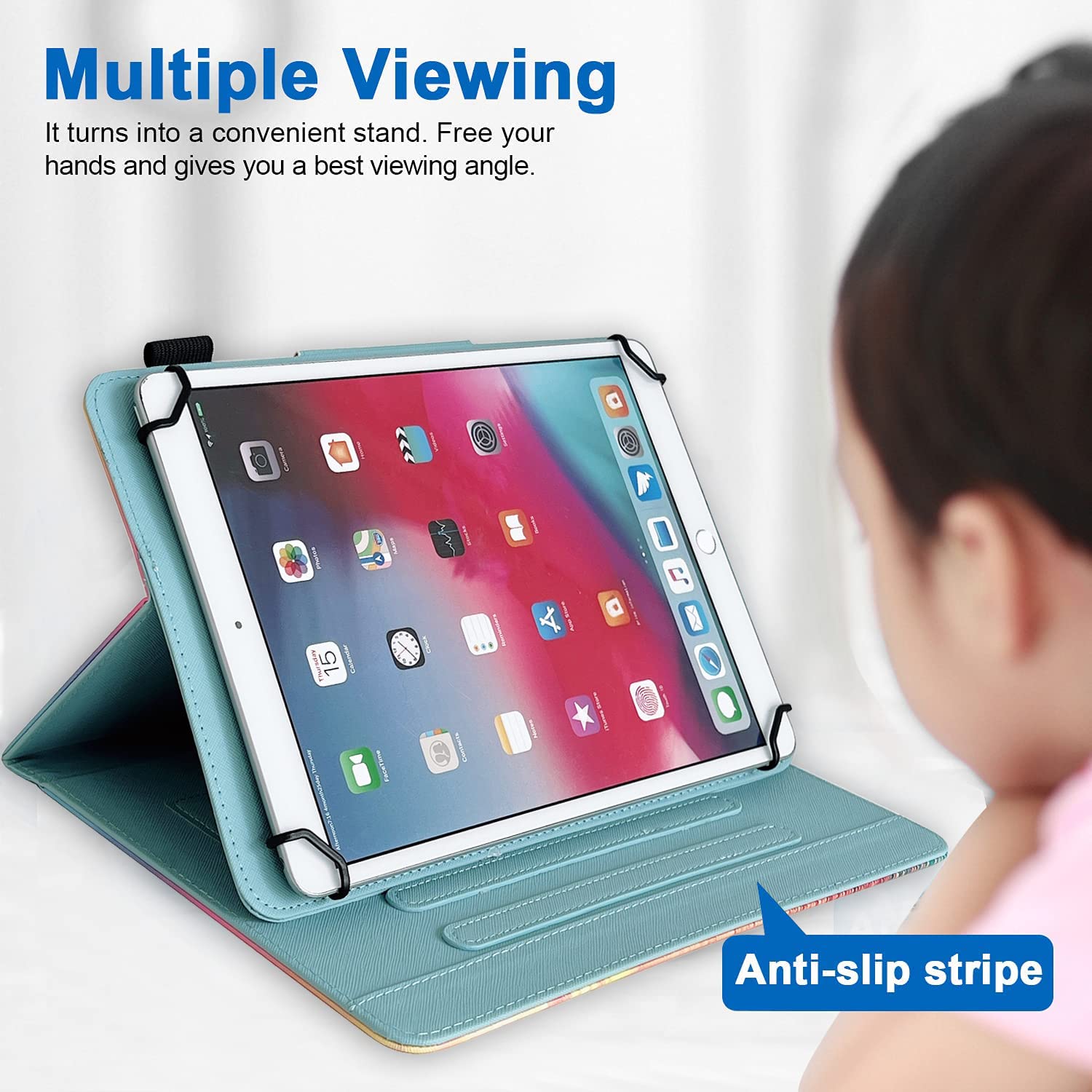 9.5-10.5 inch Tablet Universal Case, Synthetic Leather Case Cover for iPad Air,New iPad 5th/6th Gen, Samsung Galaxy Tab A 10.1/Tab E 9.6 and More 9.5-10.5inch Tablet, Purple Butterfly