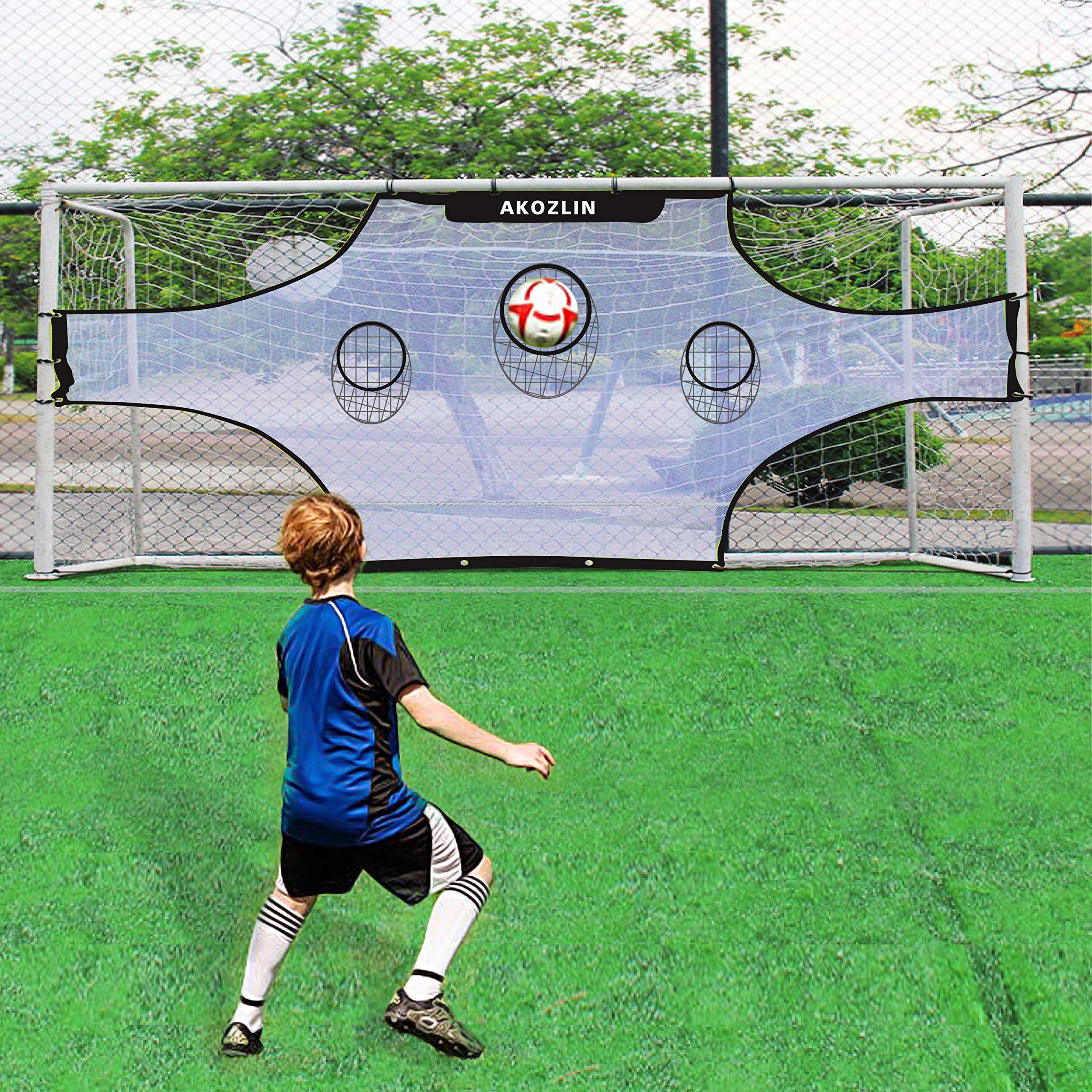 AKOZLIN CP 11 Person Soccer Field Nets Target Sheets Attach to Your Goal for The Ultimate Accuracy Training Partner (only net) 24ft x 8ft