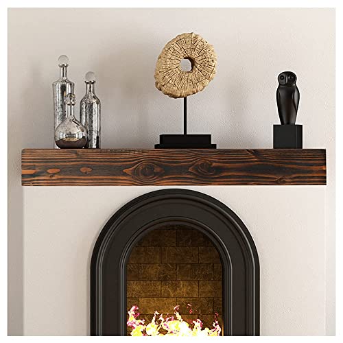 WELLAND Rustic Floating Shelf, Reclaimed Wood Wall Shelf, Fireplace Mantel Shelf Wall Mounted,Walnut Color (48" W x 6" D x 6" H)