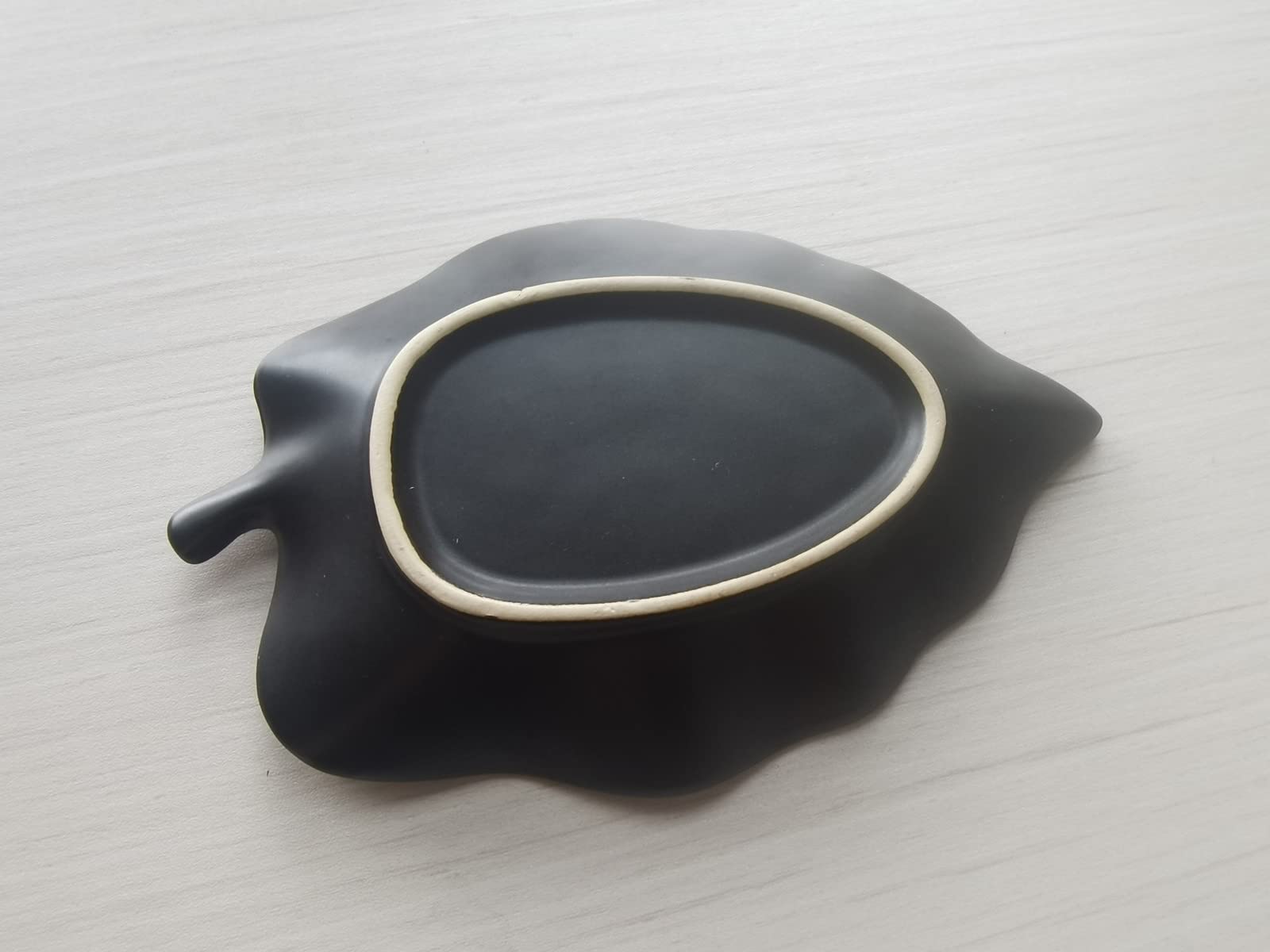 Ceramic Spoon Rest Cooking Spoon Holder for Kitchen Counter/Stove Top/Dining Table with Cute Spoon, Leaf Shaped, Modern Farmhouse Decorative, 7.5x5.1 inch