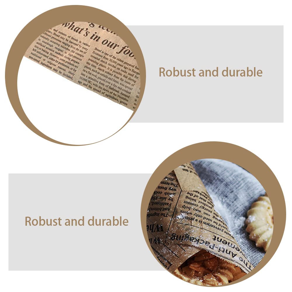 Baking Parchment Paper Roll Non Stick Baking Paper Newspaper Printing Design Food Wrapping Paper for Baking Cookies Bread Pizza Meat and Vegetables