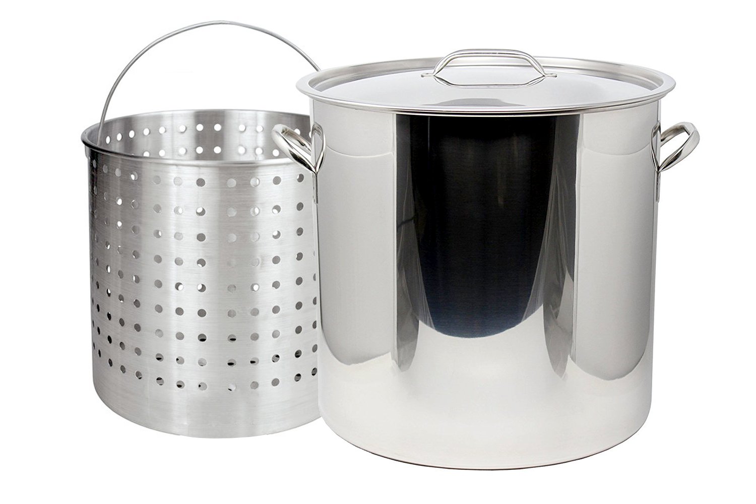 Ballington 13-Gal 16" Stainless Steel Stock Pot w Deep Steamer/Boil Basket & Lid