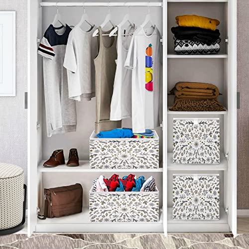 Blueangle Christmas Floral Rectangle Storage Bin, 15.8 x 10.6 x 7 in, Large Collapsible Organizer Storage Basket for Home Christmas Décor(207)