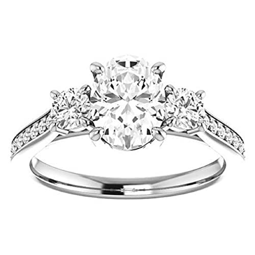 925 Silver, 10K/14K/18K Solid Gold Handmade Engagement Ring, 3 CT Oval Cut Moissanite Solitaire Ring, Wedding Ring for Women/Her, Anniversary Promise Gifts, VVS1 Colorless (10K Solid Rose Gold)