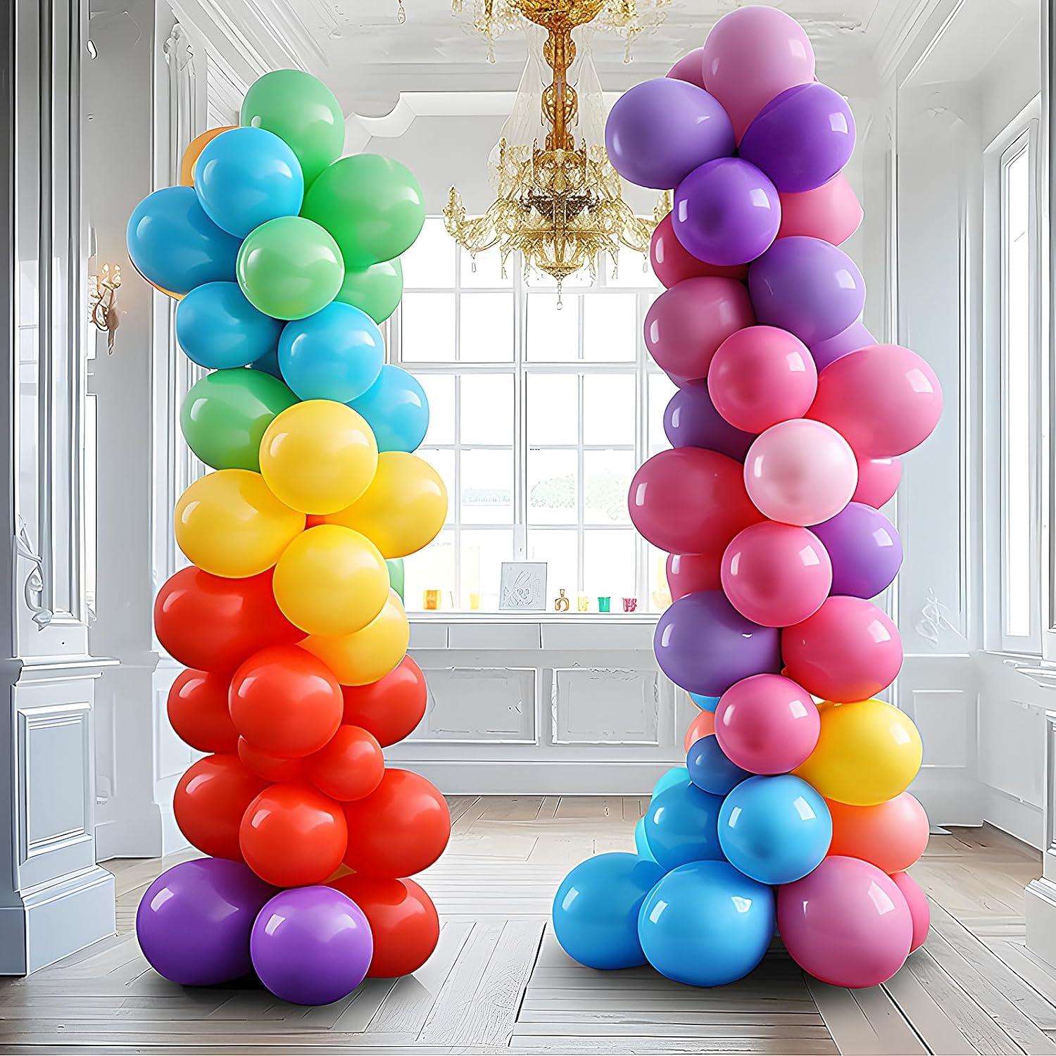 Balloon Column Stand Set of 2, 7ft Adjustable Balloon Stand kit with Base Telescopic for Floor Baby Shower Wedding Birthday Graduation Halloween Party Decorations