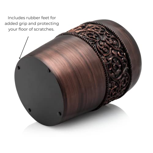 Essentra Home Small Trash Can β Decorative Bronze Wastebasket Ideal for Bathroom, Bedroom or Office β Garbage Can with 2.2 Gallon Capacity β Bronze Collection