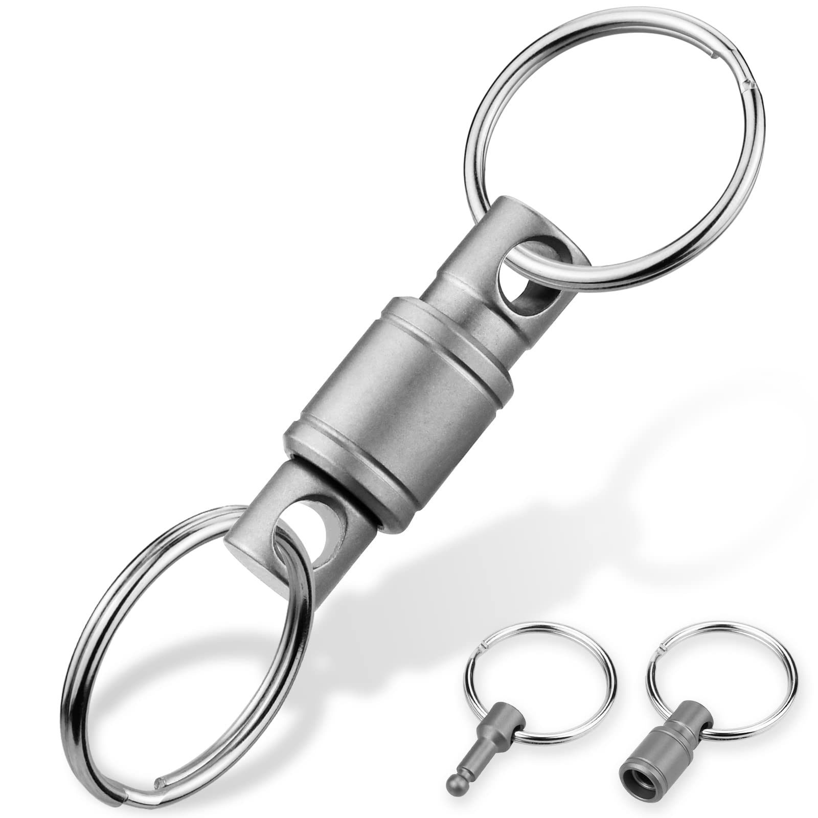 Titanium Quick Release Keychain, Detachable Key Ring Heavy Duty Swivel Key Holder with 2 Stainless Steel Key Rings UIInosoo for Double-End Pull Apart Keys Easily
