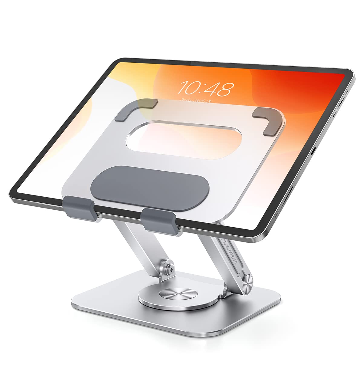 AOEVI Adjustable Tablet Stand with 360 Rotating Base, Compatible with iPad Pro 12.9, 10.5, 9.7 Air Mini 4 3 2, Silver