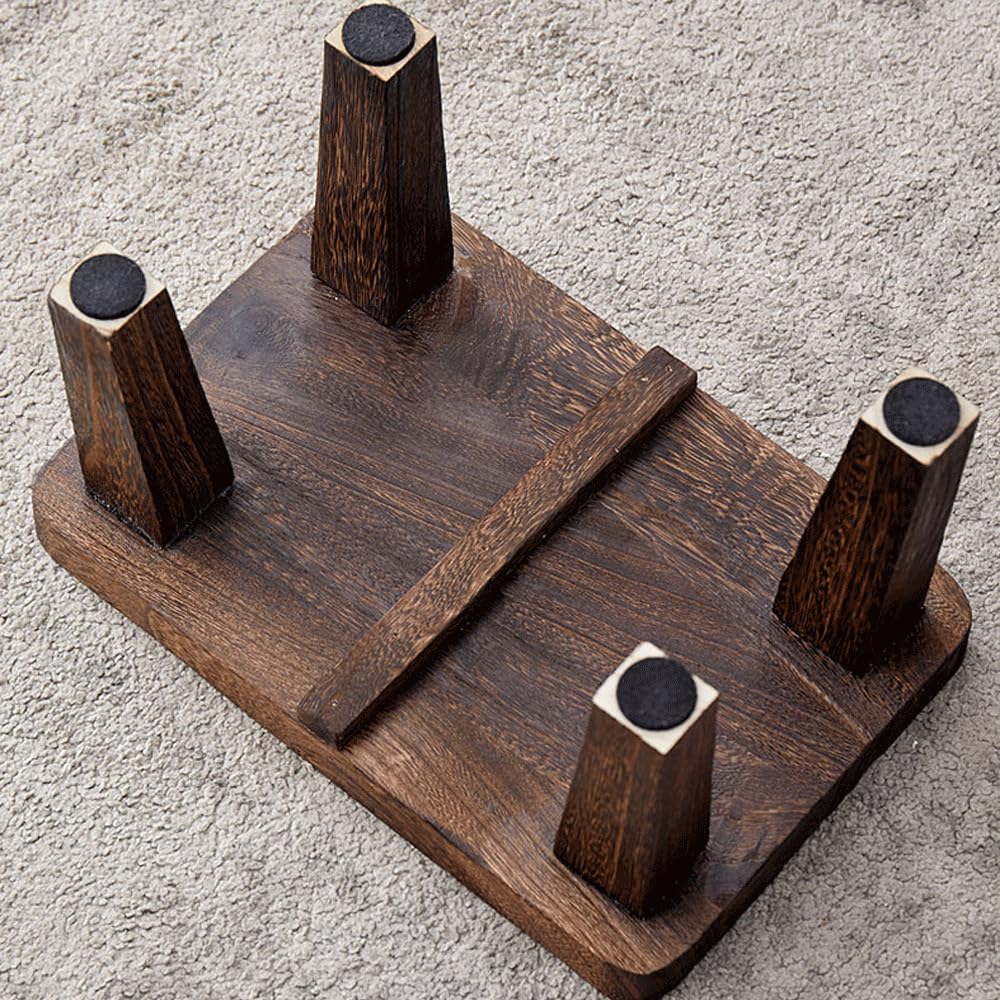 Tung wood step stool with non-slip rubber feet, small step stool for bedroom, kitchen and living room, load capacity up to 300 lbs, sturdy and durable, no assembly required