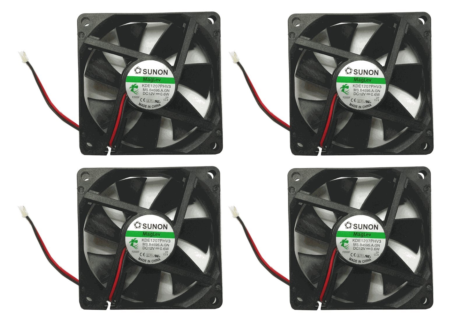Sunon 70x70x15mm KDE1207PHV3 2Pin/2Wire 12v Low Speed Fan (4 Pack)