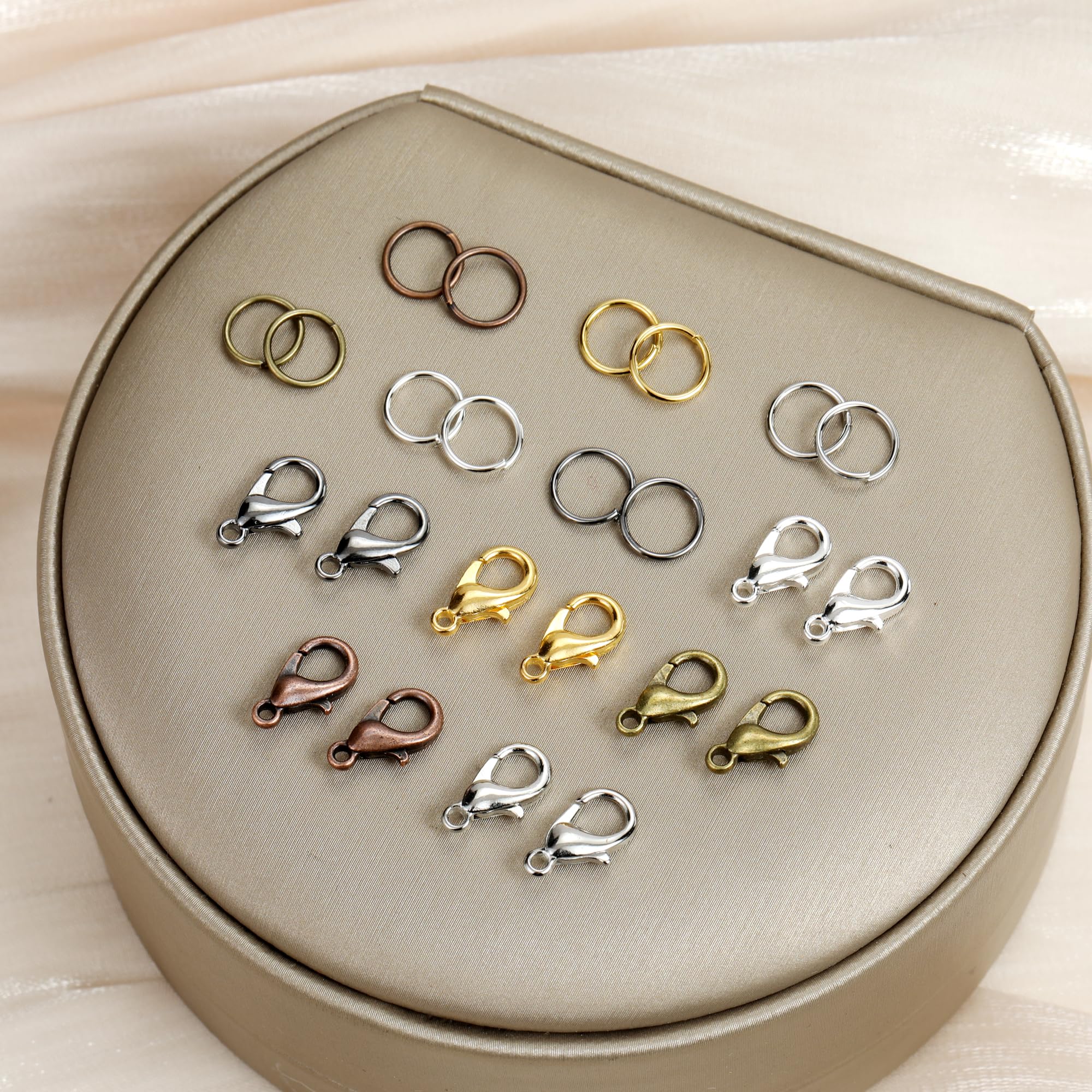 KOPOX Lobster Claw Clasps and Open Jump Rings Set, 6 Colors Lobster Clasps for Jewelry Making, Keychains and Bracelet
