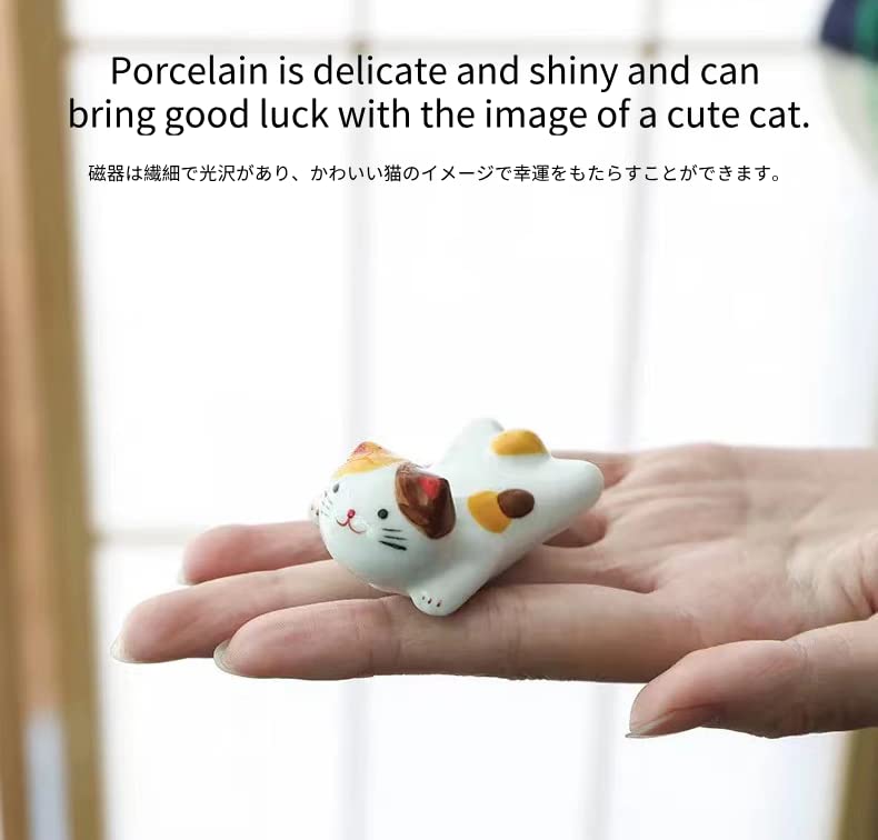 APULM Flying superman kitten tableware accessories Cute decoration Cat chopstick holder Miscellaneous goods Ceramic chopstick holder 5 pack Suitable for family, study, dining table, tavern.