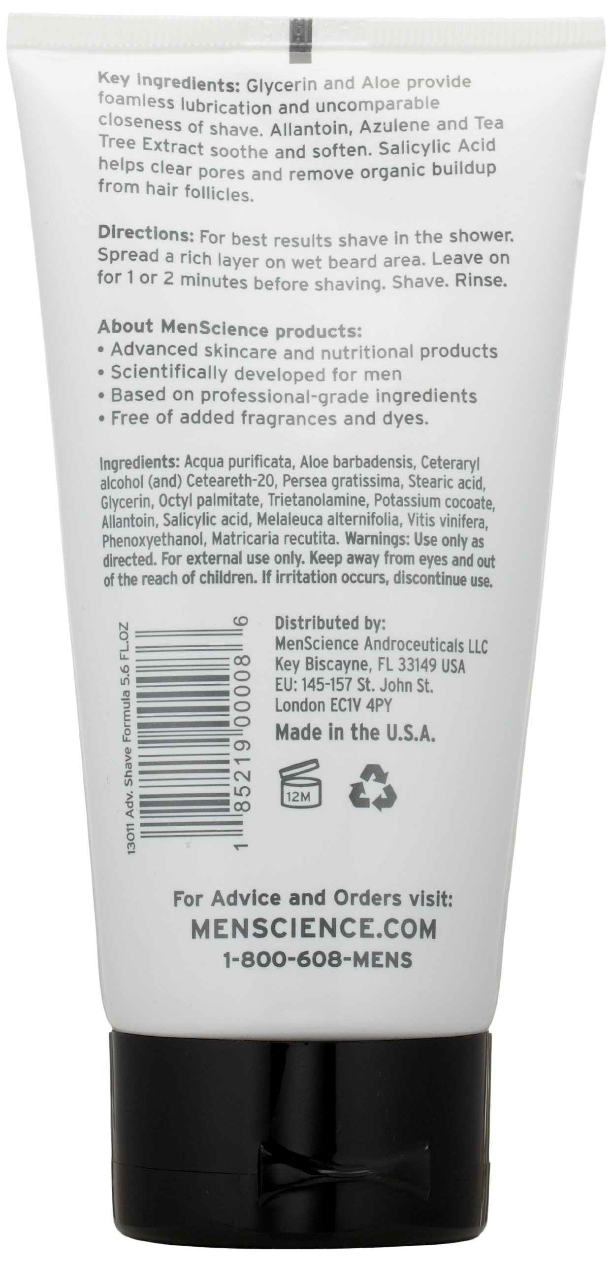 MenScience Androceuticals Advanced Shave Formula, 5.6 Fl Oz