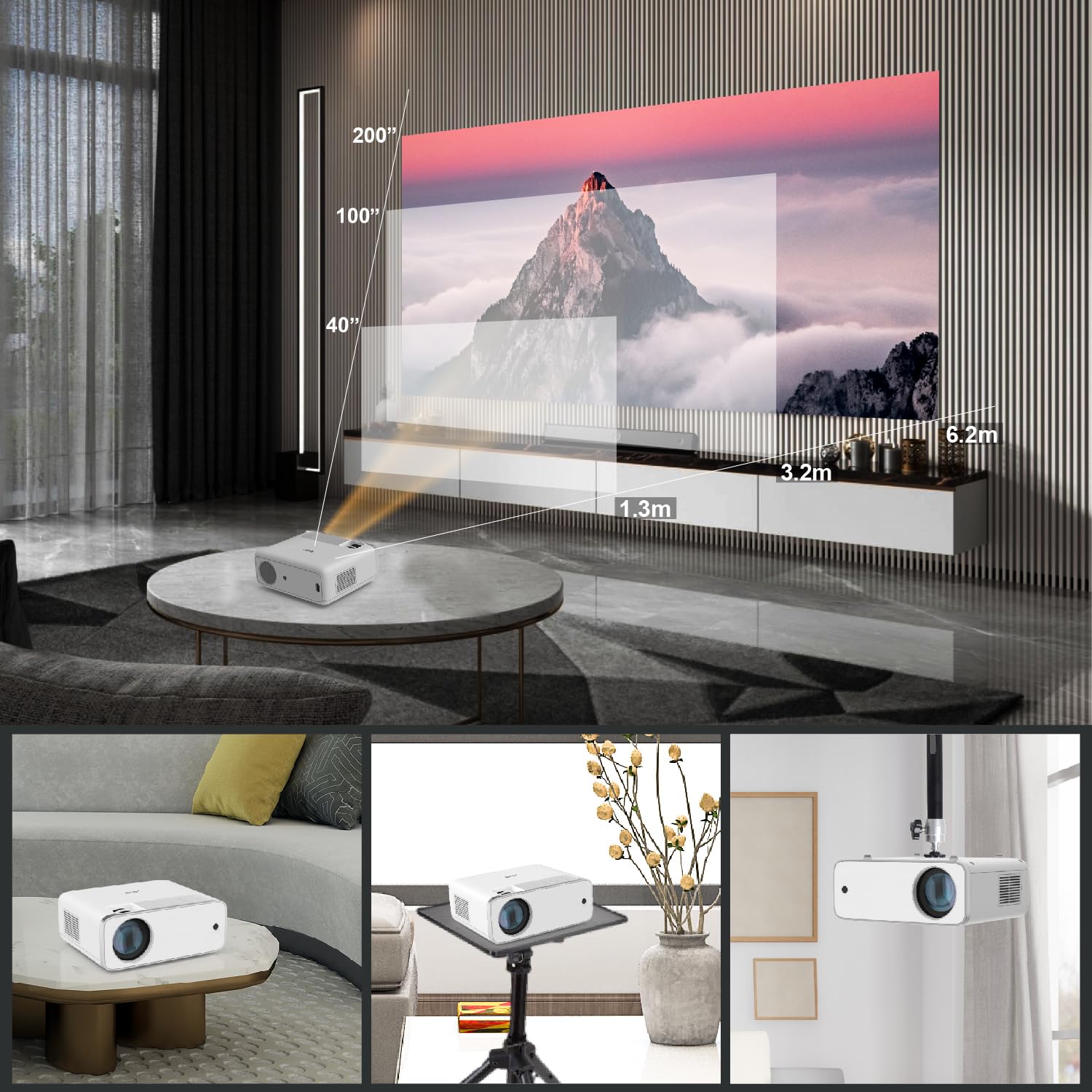 Artlii Enjoy4 Mini Projector 5G WiFi and Bluetooth, Native 1080P 210 ANSI Portable Projector for Outdoor and Indoor Use, Movie Projector Compatible with iOS, Android, Xbox, PS5, TV Stick, HDMI