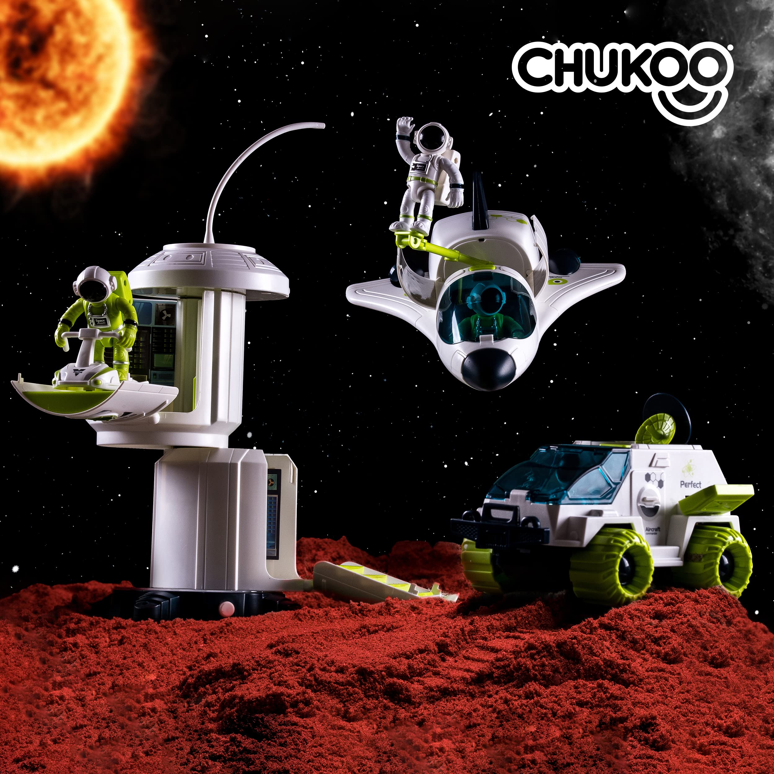 CHUKOO Space Toys for Kids 3 4 5 6 7 8, Space Shuttle with Rocket Ship Toys, 4 Astronaut Toys, Space Station, Space Rover, Outer Space Toys for Boys 5-8, Spaceship Toy, Rocketship Solar System Playset