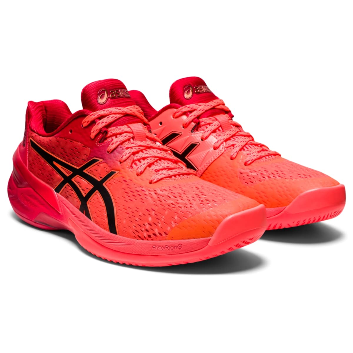ASICS Women's Sky Elite FlyteFoam Tokyo Volleyball Shoes, 8.5, Sunrise RED/Eclipse Black