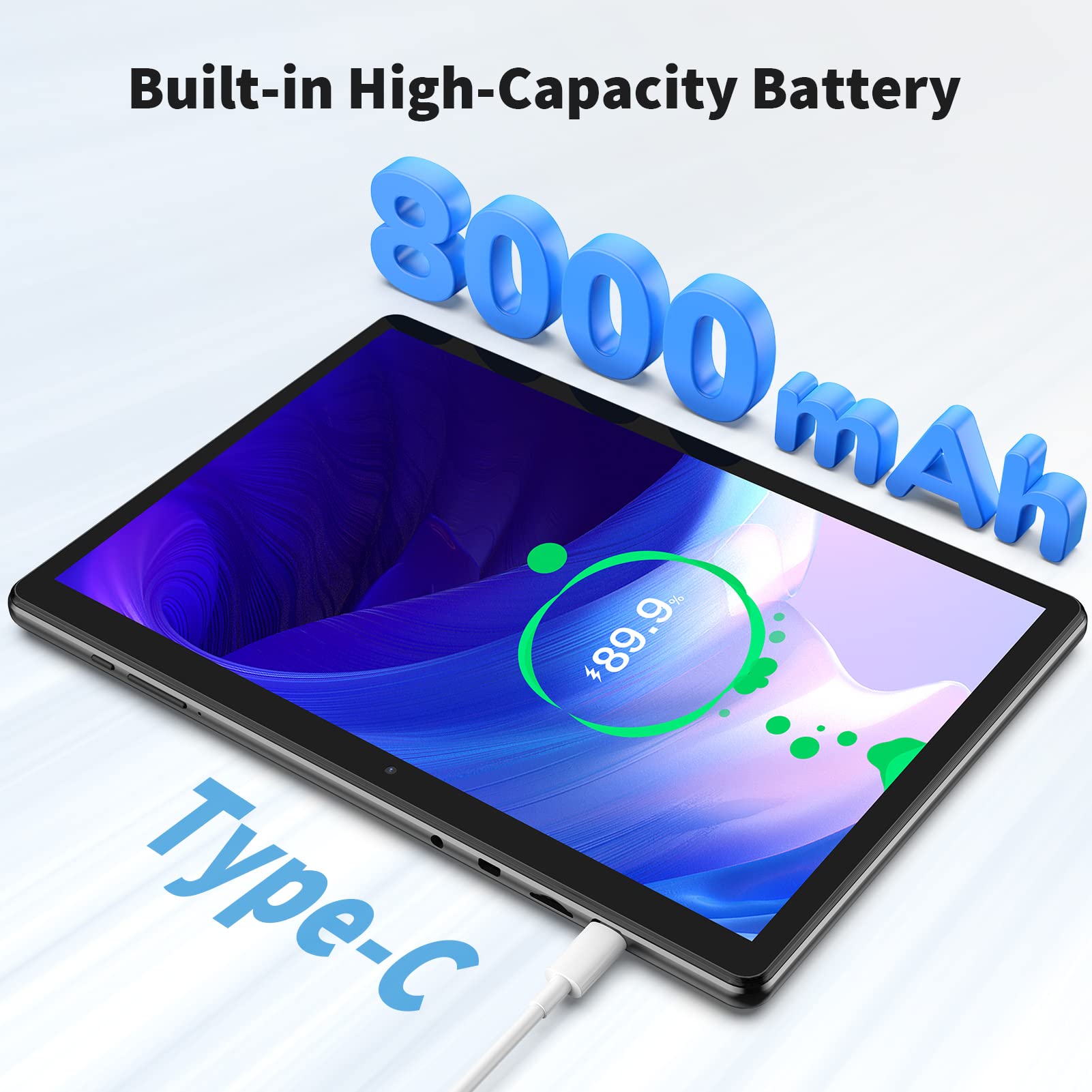 Android Tablet, 10 inch Tablet with 8000mAh Battery, 32GB ROM (512GB Expand), Dual Camera, Android 12 Tablet with Protective Cover, WiFi, Bluetooth, HD Touch Screen, Google GMS Certified