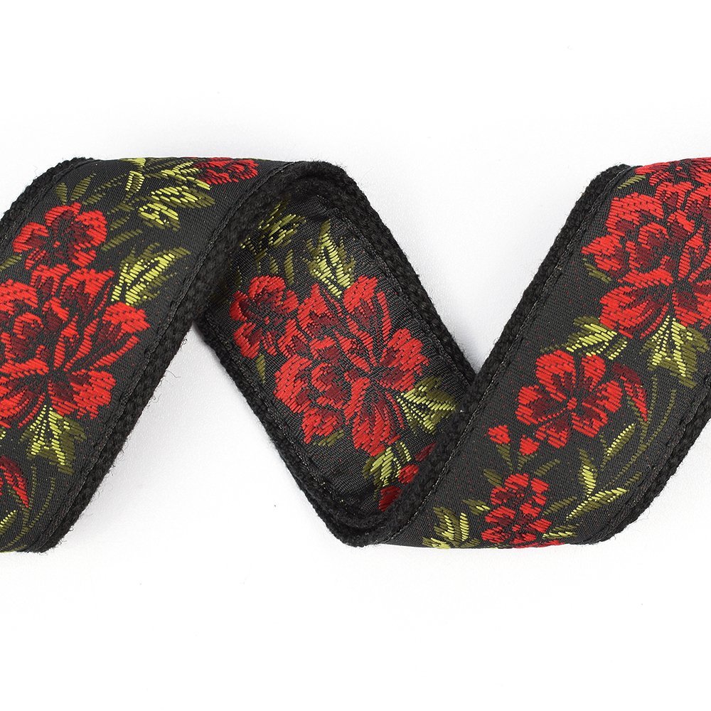 CLOUDMUSIC Tenor Concert Soprano Baritone Ukulele Strap Coloful Hawaii Floral Jacquard For Adult Size And Kids(Red Roses)