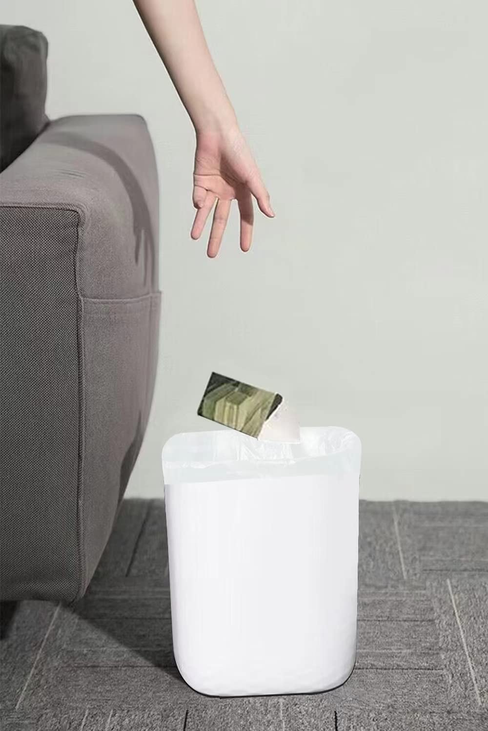 Diyalor Small Trash Can for Bathroom with 60 Trash Bags,2.3 Gallon Bathroom Garbage Can Wastebasket (1, White)