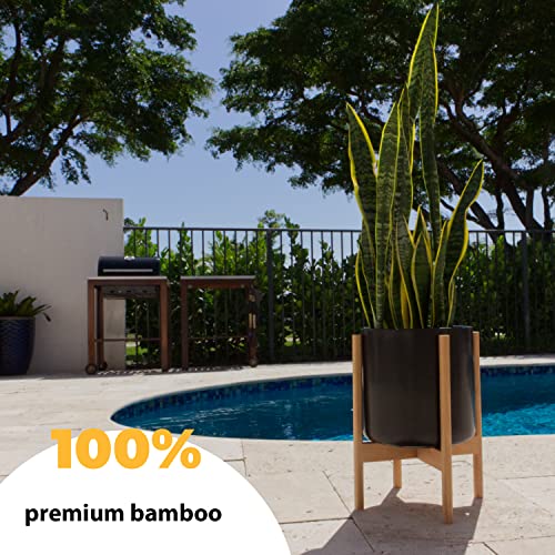 Bees & Buds Plant Stands for Indoor Plants - Mid-Century Modern Tall Plant Stand - 10 inch Bamboo Pot Planter Holder - Flower Planters Holders - EXCLUDING Plant Pot