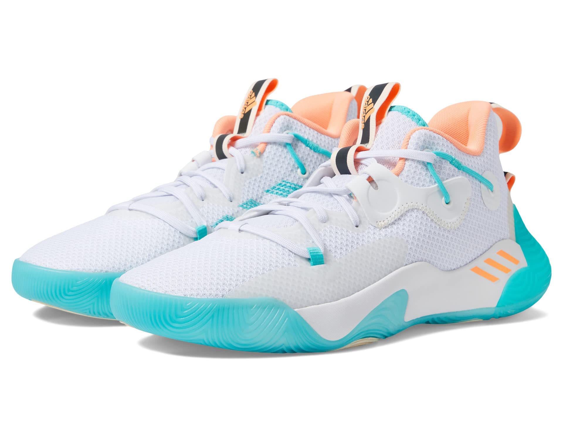 adidas Unisex Harden Stepback 3 Basketball Shoe, White/Beam Orange/Ecru Tint, 11 US Men